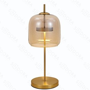 Abajur 25x57cm Led 12w 3000k 1200lm Bivolt Metal Bronze Vidro Conhaque ...