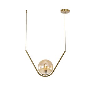 Pendente Gift Ø20cm - Dourado E Vidro Âmbar Skylight